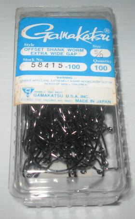 58414-100 GAMAKATSU Offset Shank Worm Gap Hooks